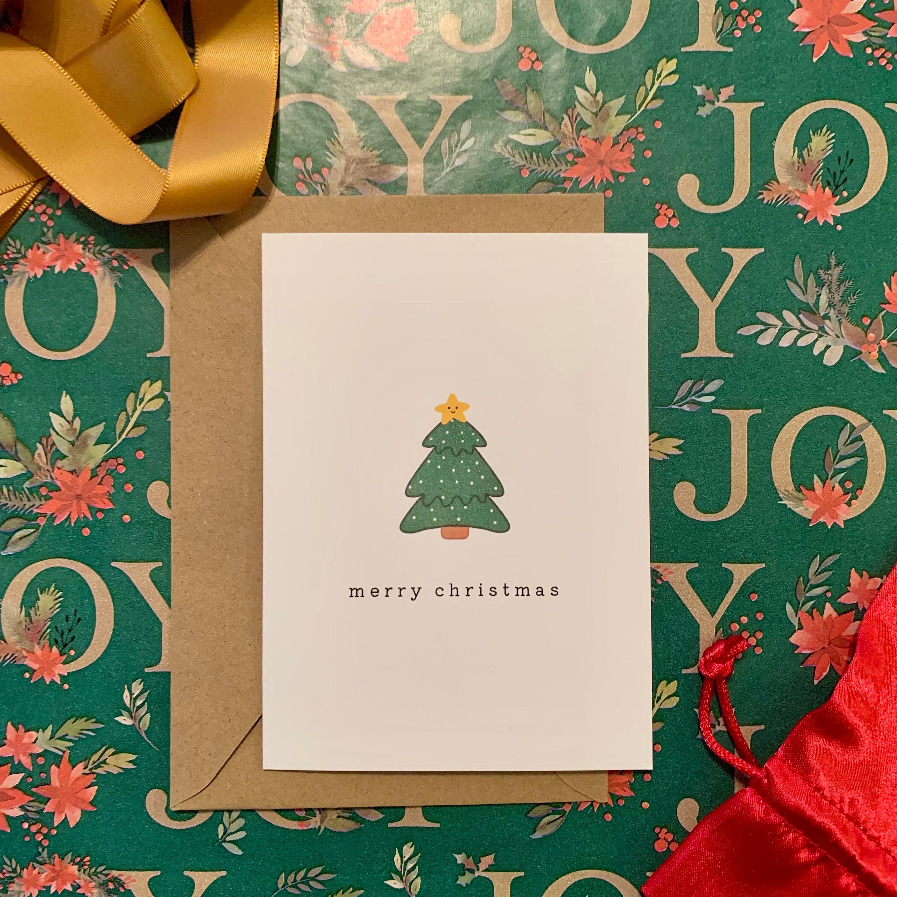 Christmas Tree Christmas Greeting Card Envelope and Stickers - Etsy