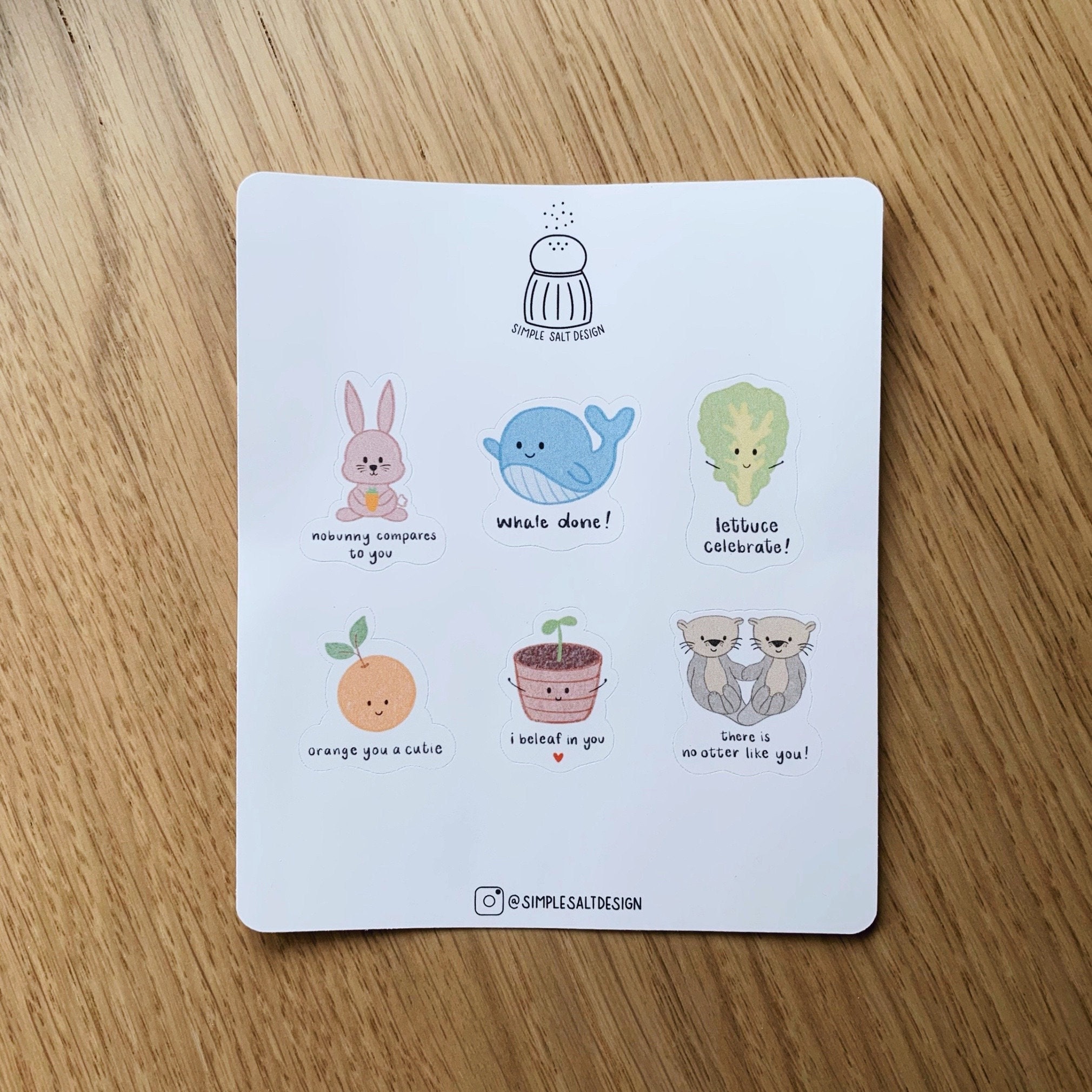 Cute Pun Sticker Sheet Cute Animals, Fruits, Veggies Sticker Sheet ...