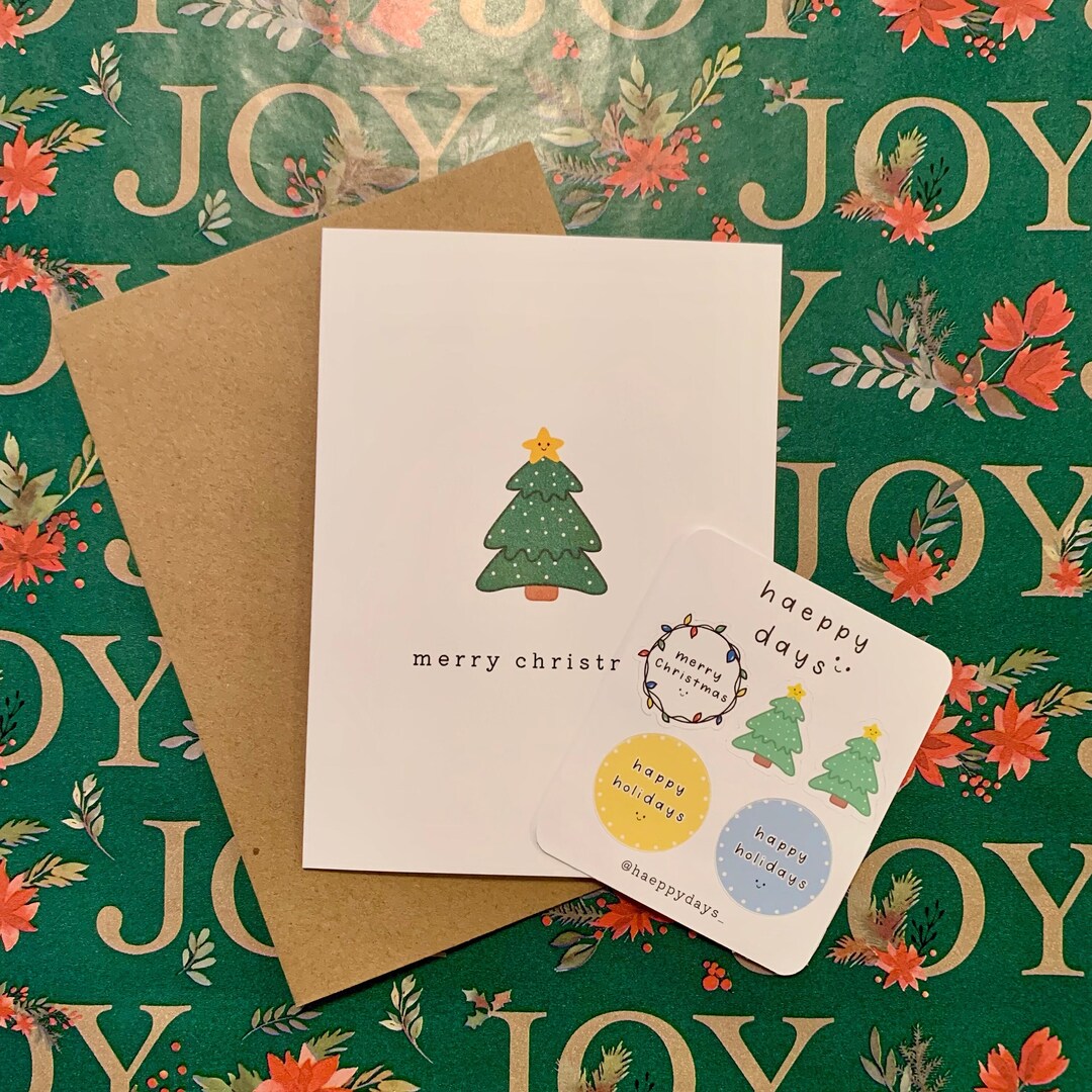 Christmas Tree Christmas Greeting Card | Envelope and Stickers Included ...