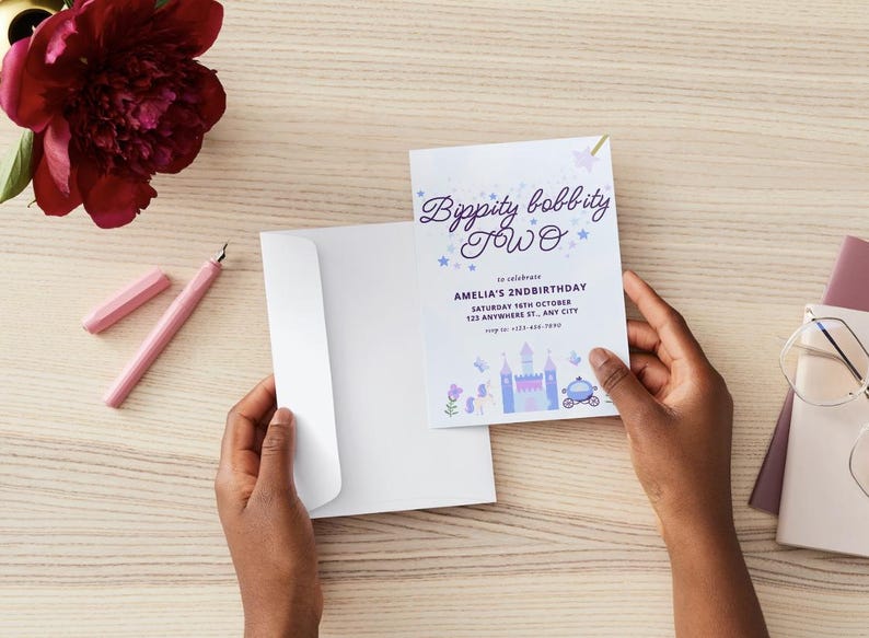 Bippity Boppity TWO, Second Year Old Birthday Party Invite - Etsy