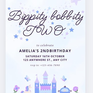 Bippity Boppity TWO, Second Year Old Birthday Party Invite - Etsy