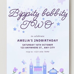 Bippity Boppity TWO, Second Year Old Birthday Party Invite - Etsy