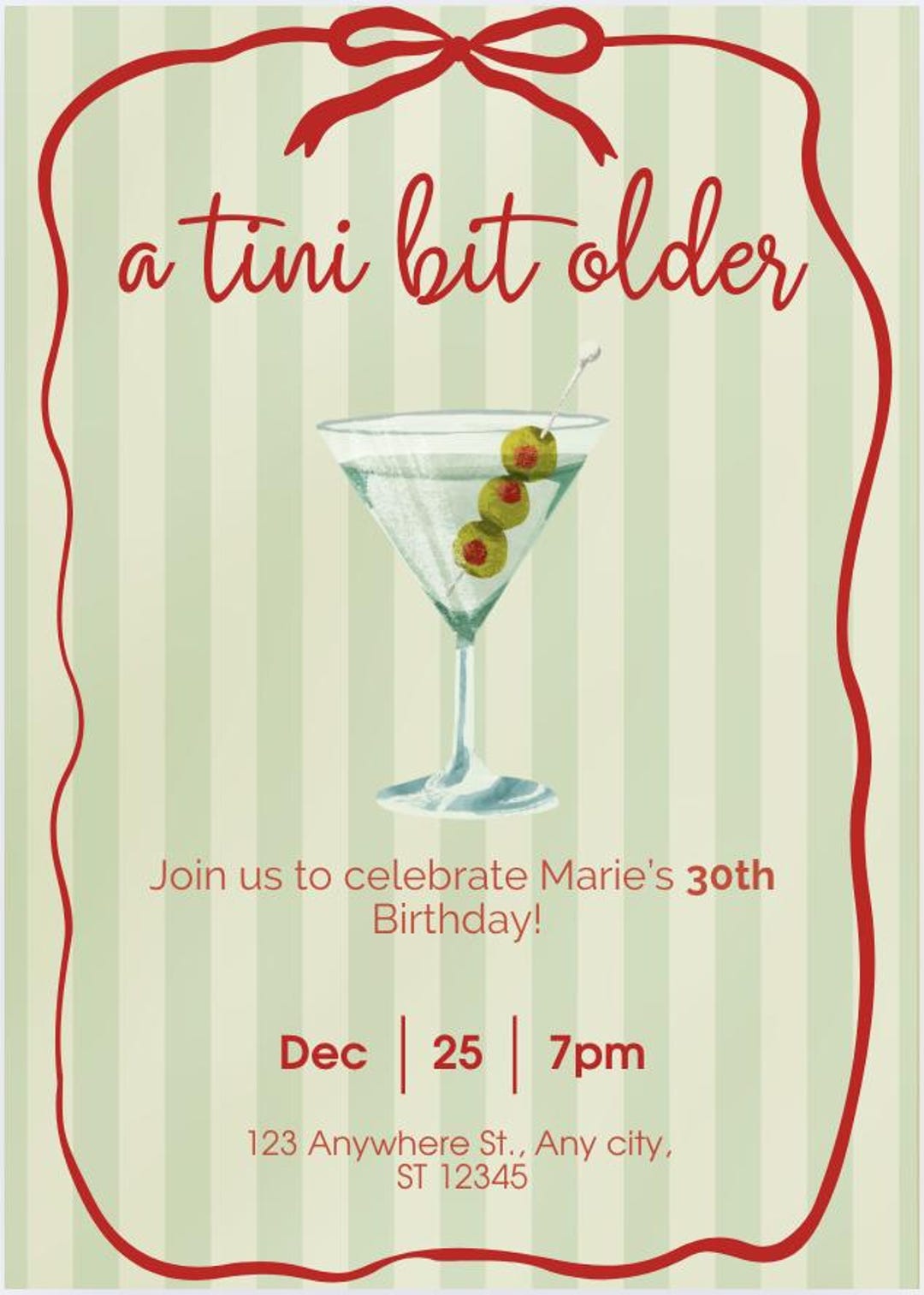 A Tini Bit Older Birthday Invitation | Dirty Martini | Dirty Martini ...
