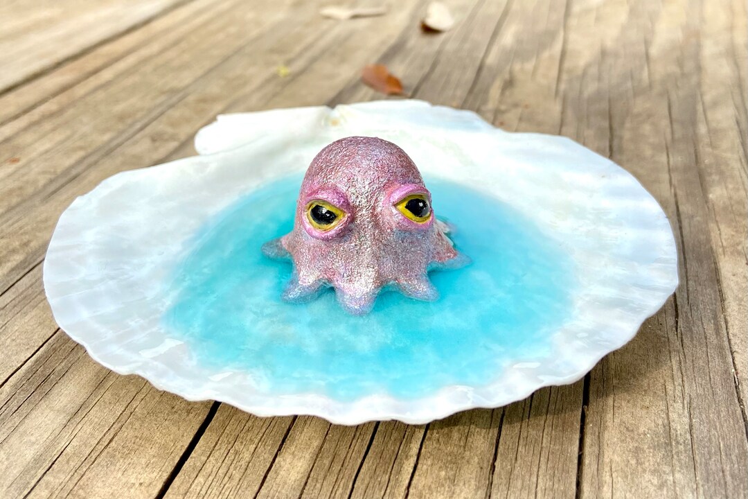 Octopus in Shell Resin Sculpture Octopus Gift Cute Octopus Art Octopus ...