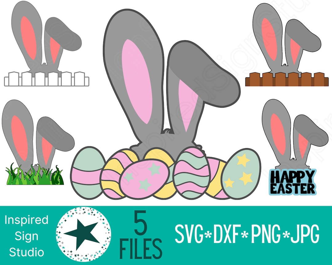 Easter Bunny Ears SVG Bundle, Rabbit Cut Files for Cricut, Hiding Bunny ...