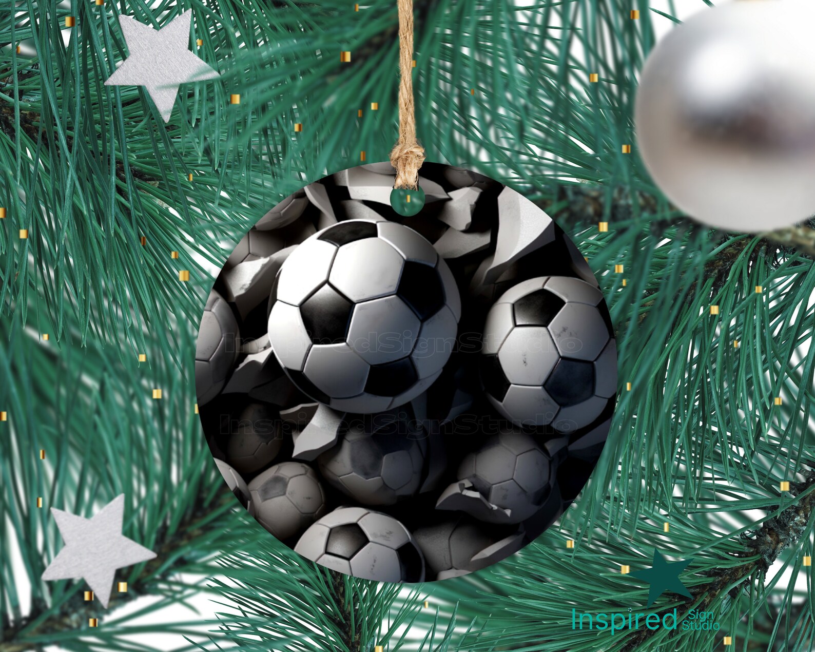 3D Soccer Ball Digital Ornament for Men, Christmas Ornament PNG ...
