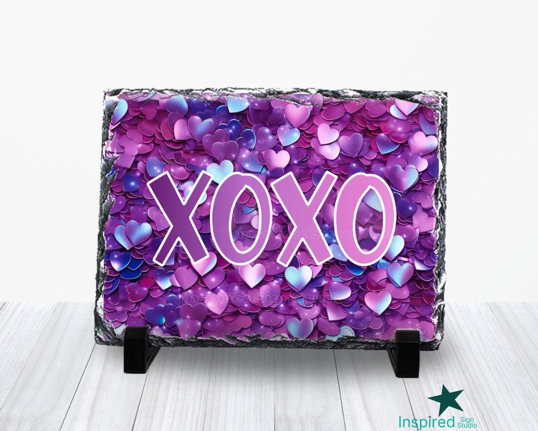3D Slate XOXO Sequin Hearts PNG, Valentines Day Sublimation Design for ...