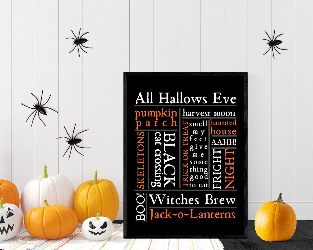 Halloween Typography Art Print: Spooky Sayings, Home Decor (digital ...
