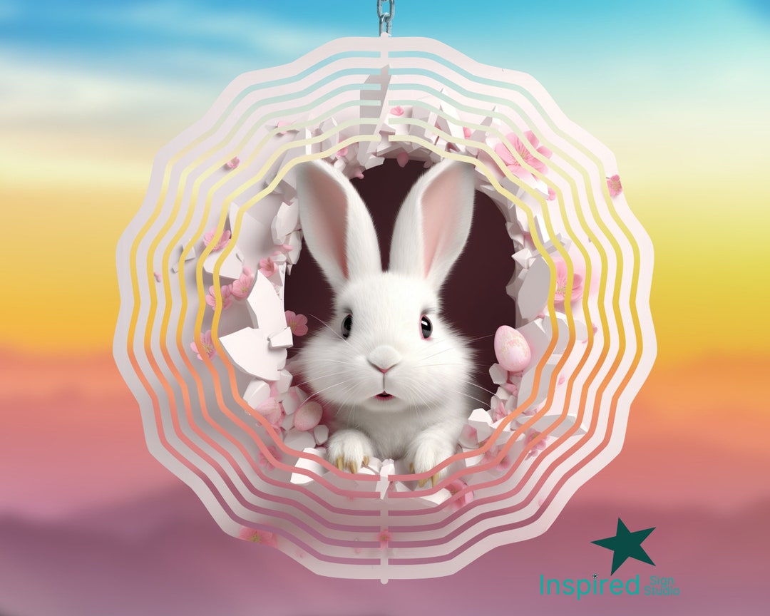 3D Easter Bunny Wind Spinner PNG, Breakthrough Rabbit Sublimation ...