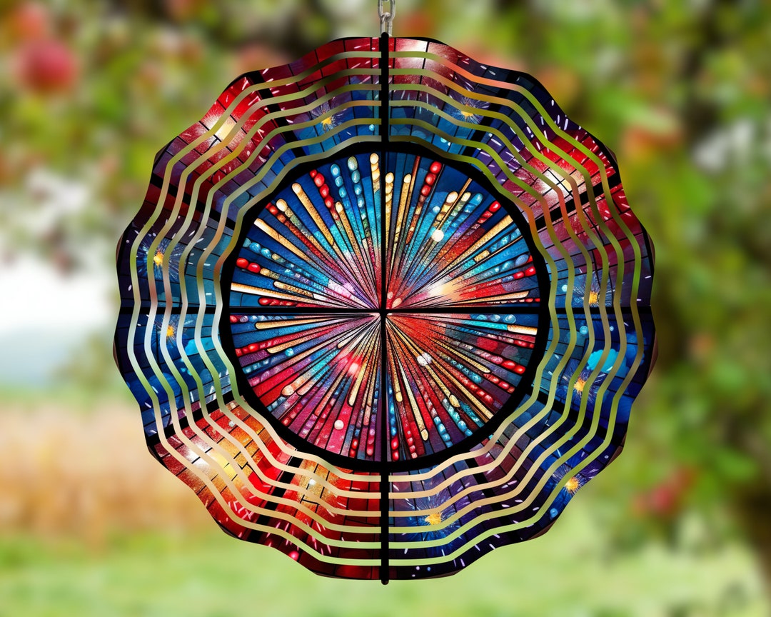 Stained Glass Fireworks Wind Spinner PNG, 4th of July Sublimation ...