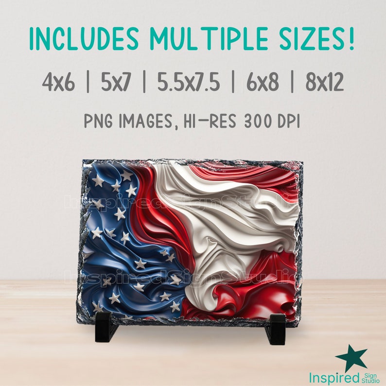 3D American Flag Sublimation Design for Slates Rectangle PNG - Etsy