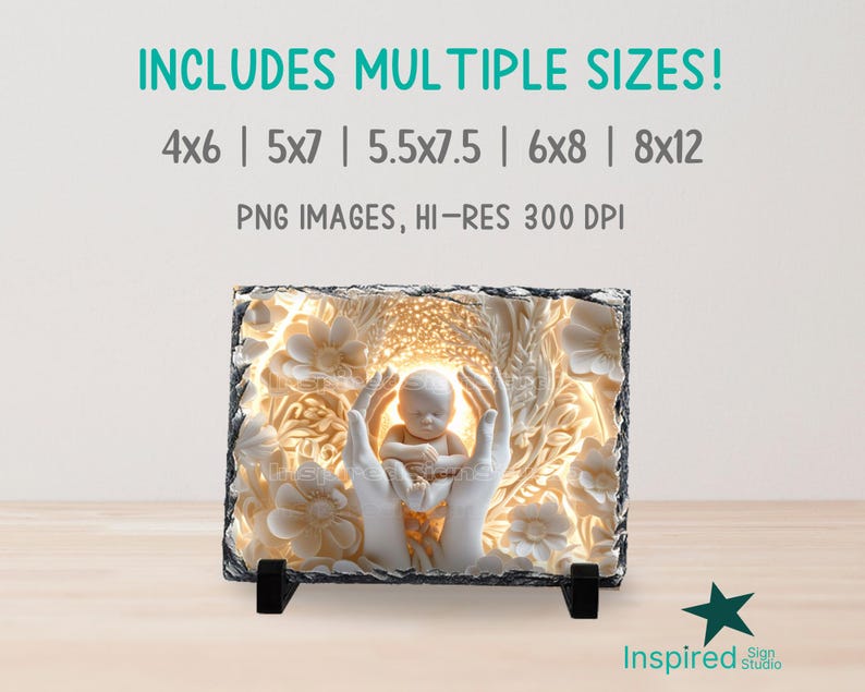 3D Baby Slate PNG, Baptism Gift, New Mom Sublimation (digital Download ...