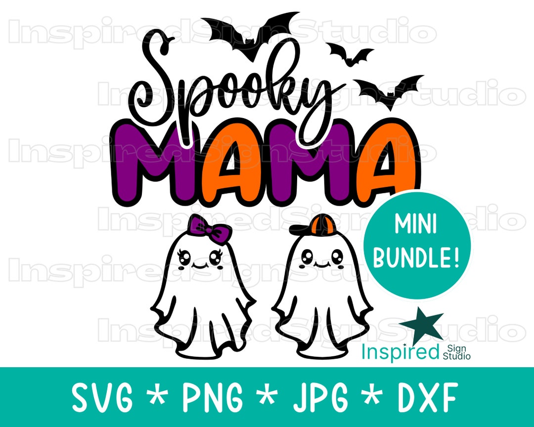 Spooky Mama Ghost SVG Bundle: Halloween Kids Design (digital Download ...