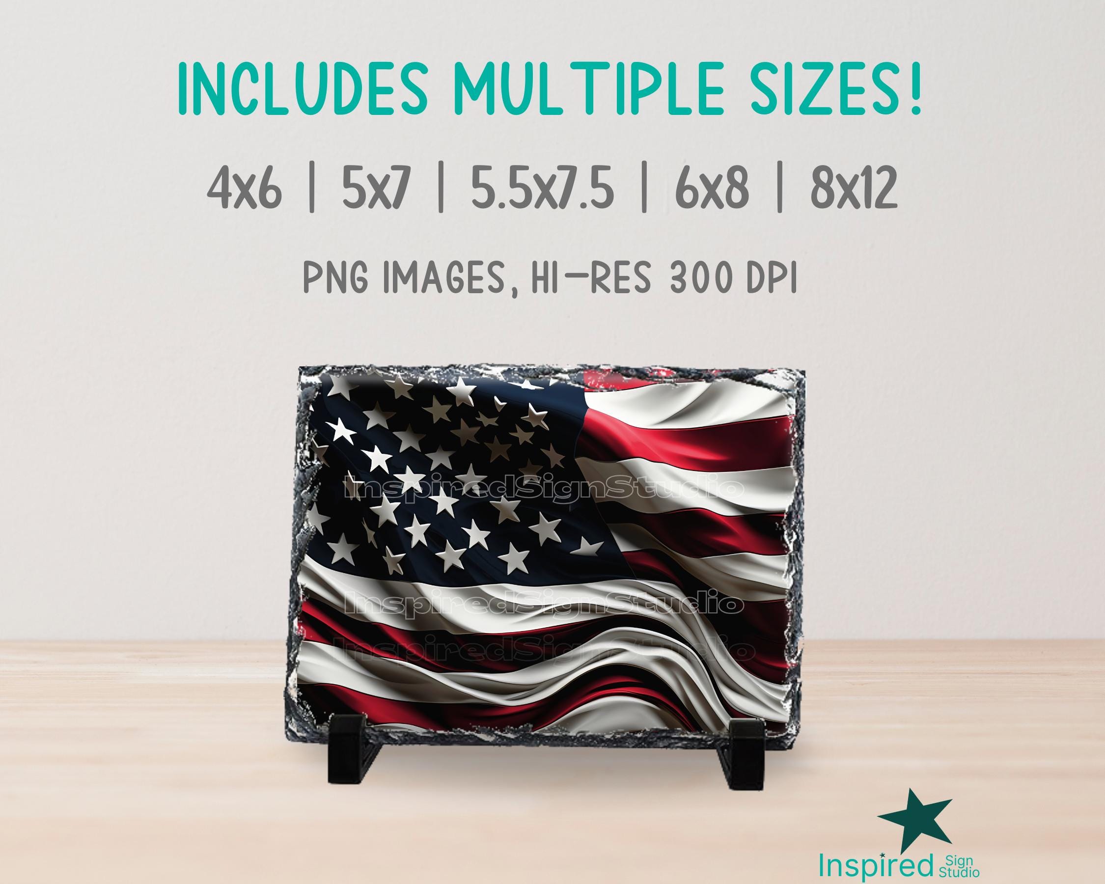 3D American Flag Slate PNG: Patriotic Sublimation Design (digital ...