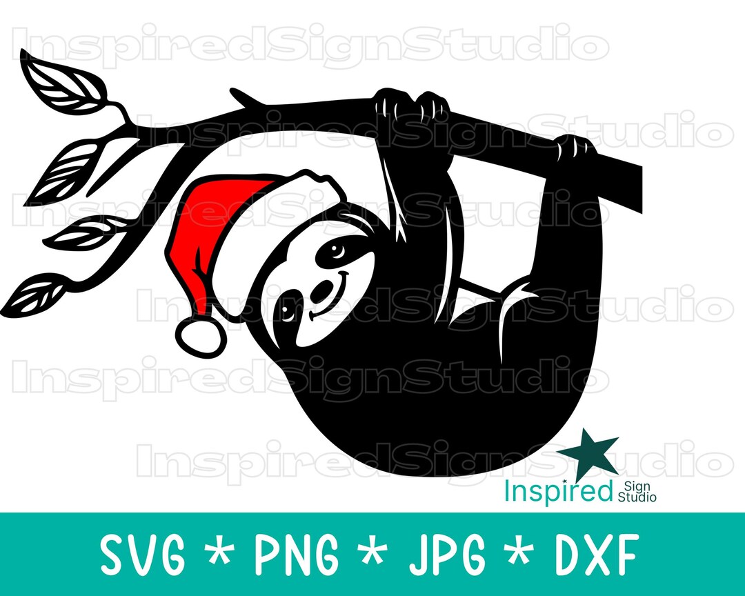 Christmas Sloth SVG, PNG, Sloth With Santa Hat, Santa Sloth Vector File ...