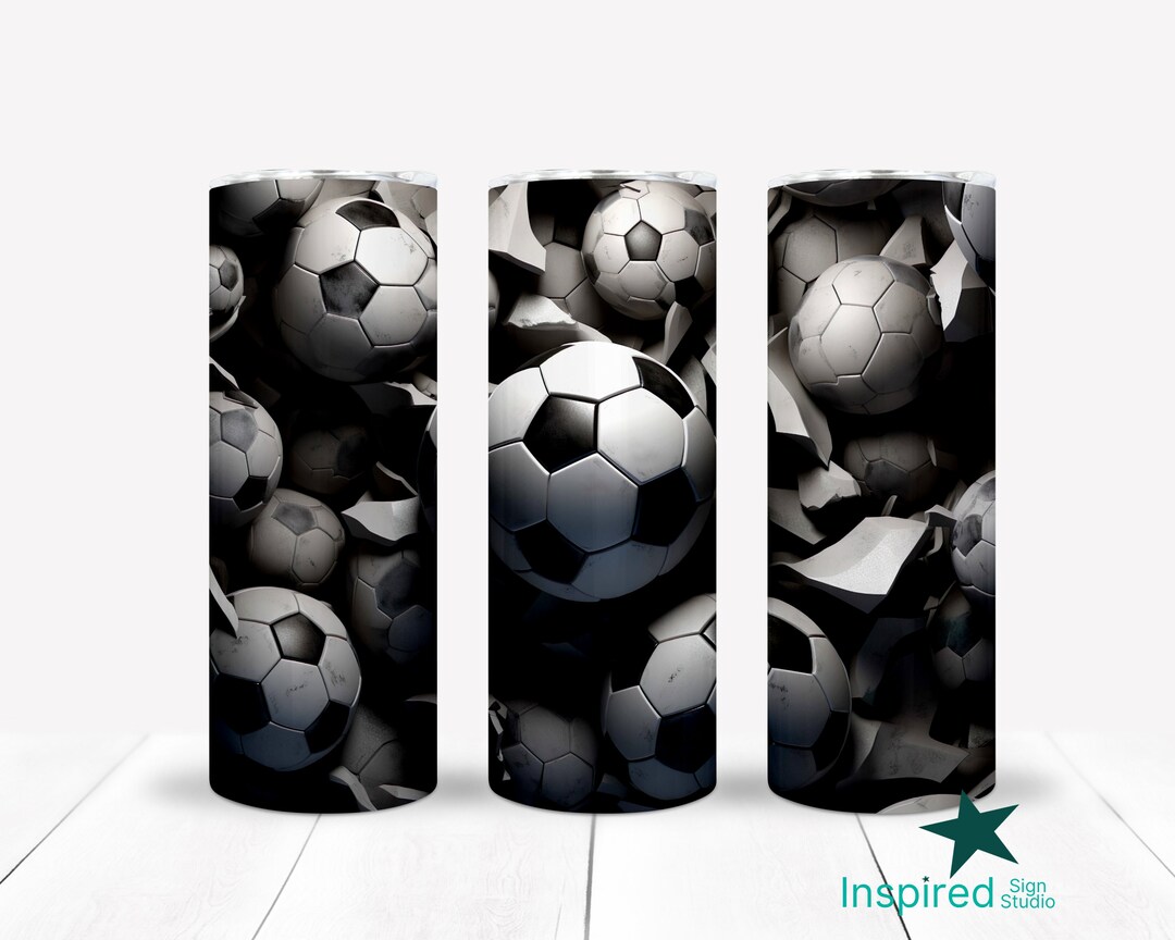 3D Soccer Ball Tumbler Wrap PNG, Futbol Sublimation Design for Men Boys ...