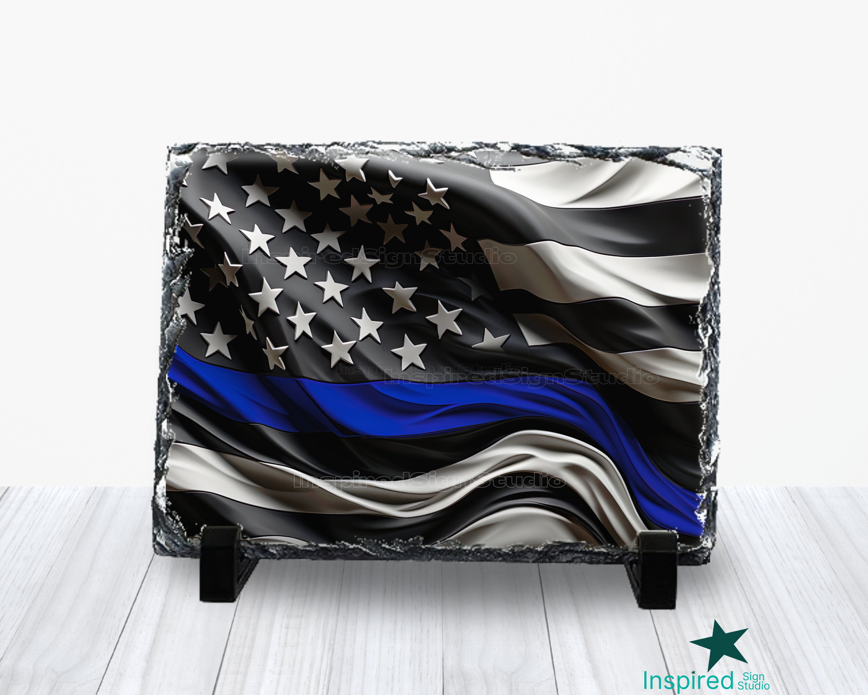3D Slate Thin Blue Line Flag PNG: Sublimation Design (digital Download ...