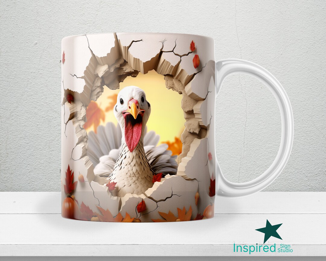 3D Turkey Hole in a Wall Mug Wrap PNG 11oz 12oz 15oz Mug - Etsy