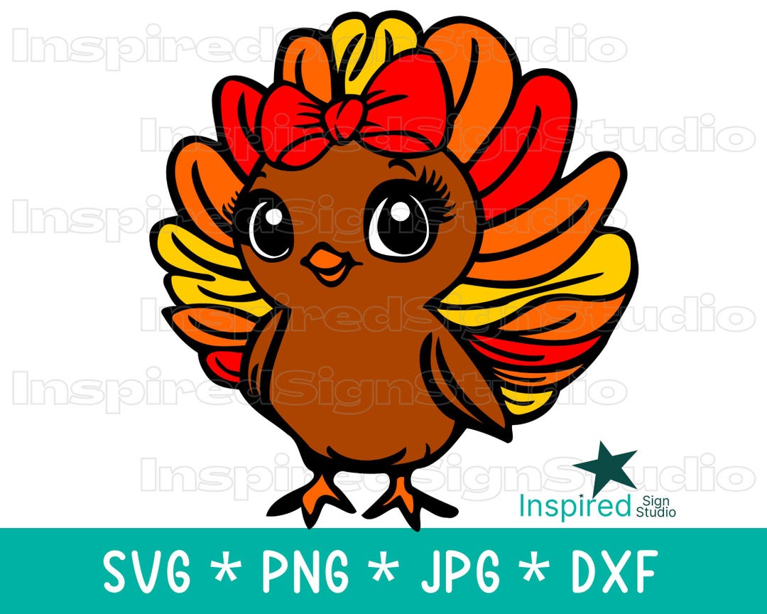 Turkey With Bow SVG, Thanksgiving Clipart (digital Download) - Etsy
