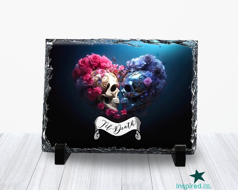 3D Skulls Sublimation Design for Slates, Till Death PNG Template, 4x6 ...