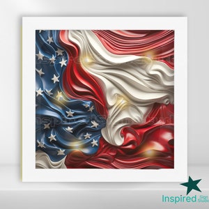 3D American Flag Shadow Box Design, Sublimation Shadowbox PNG Template ...