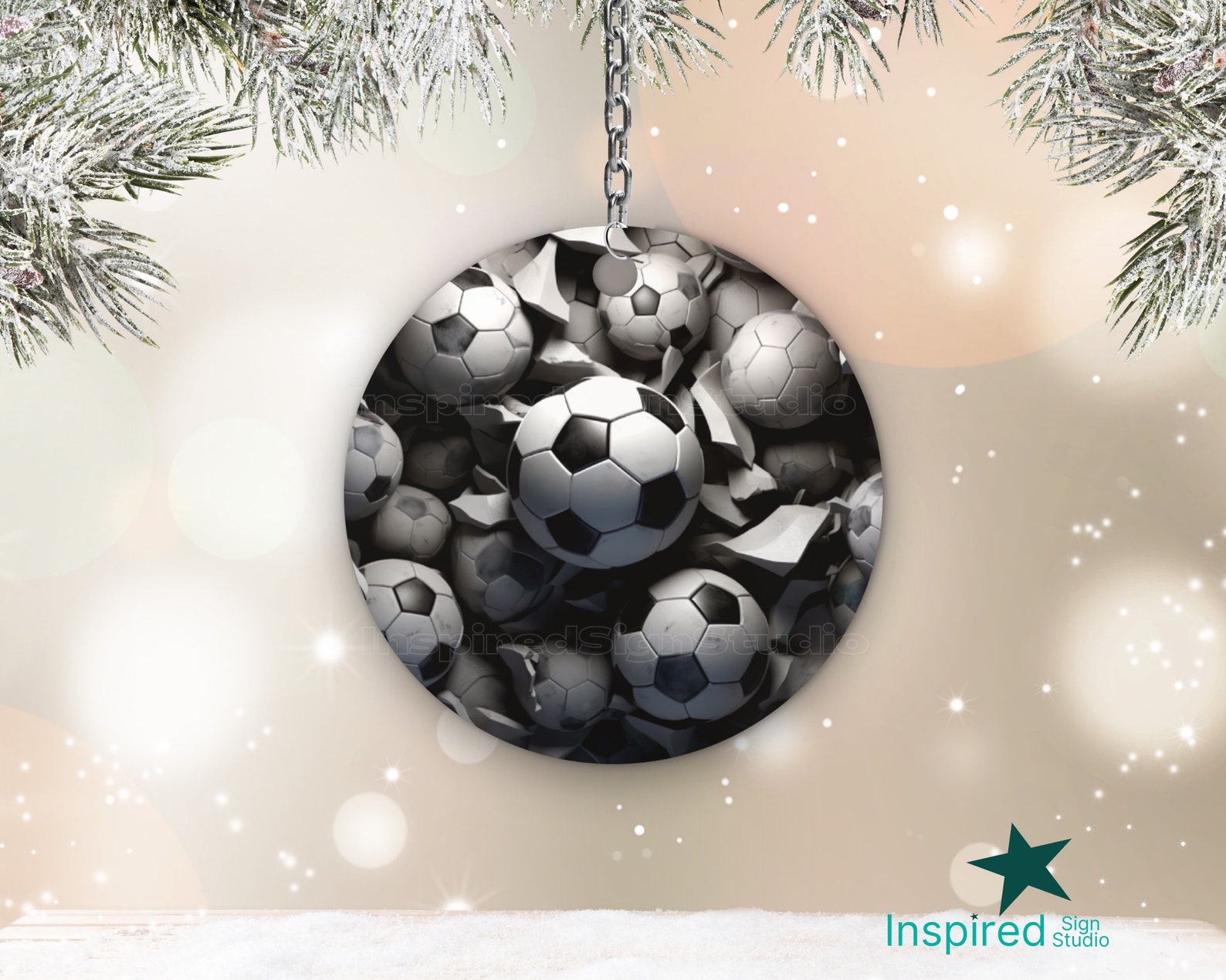 3D Soccer Ball Digital Ornament for Men, Christmas Ornament PNG ...