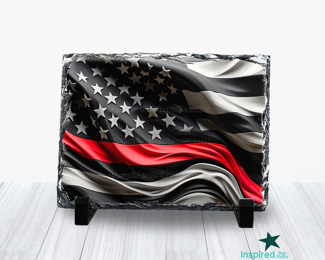 3D Slate Thin Red Line Flag PNG: Firefighter Sublimation Design ...