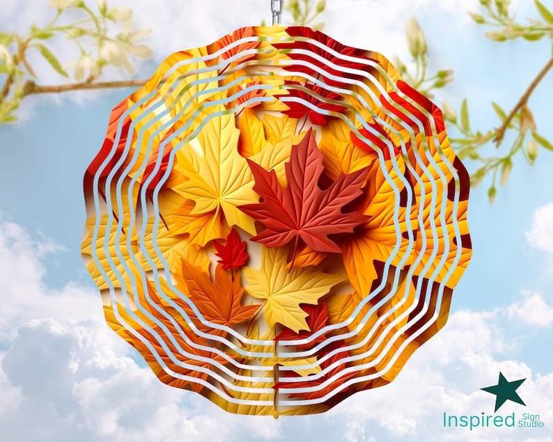3D Wind Spinner Fall Leaves Autumn Sublimation Design - Etsy
