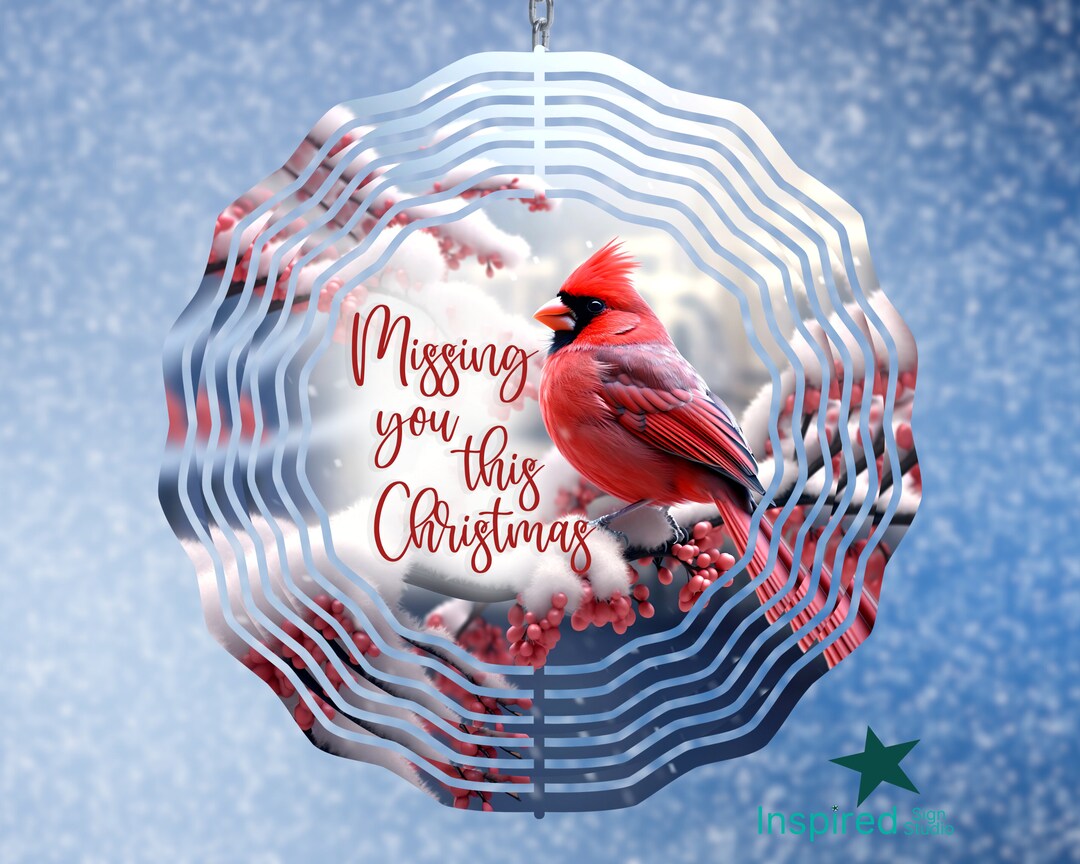 Christmas Cardinal 3D Wind Spinner PNG With Quote, Missing You This ...