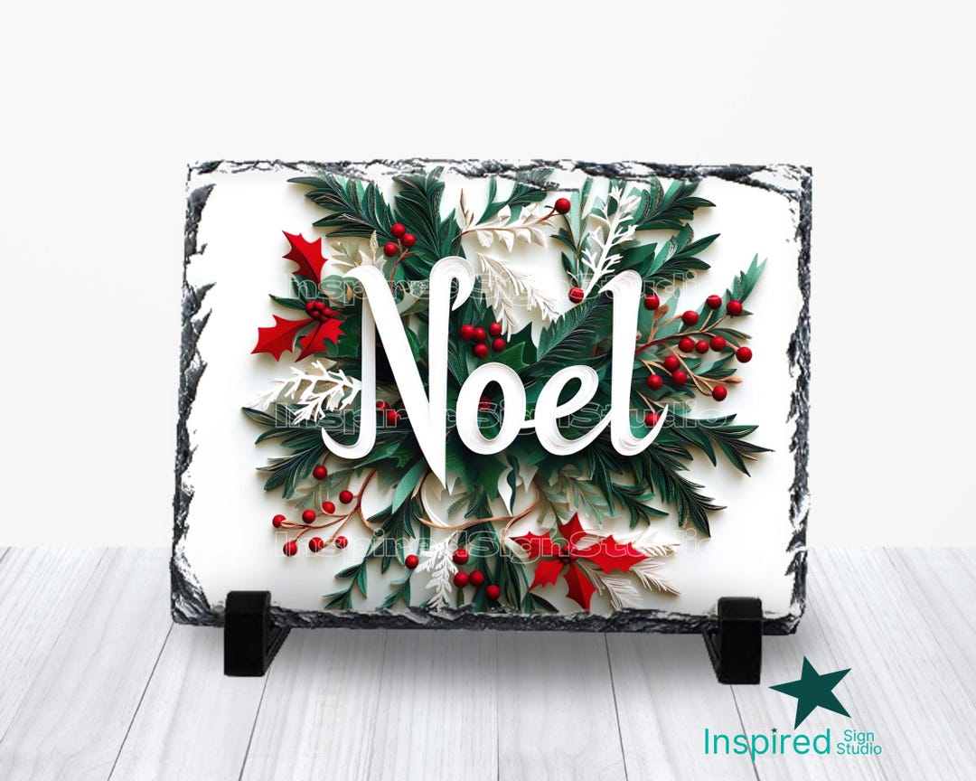3D Noel Christmas Slate Design, Holly, Pine (digital Download) - Etsy