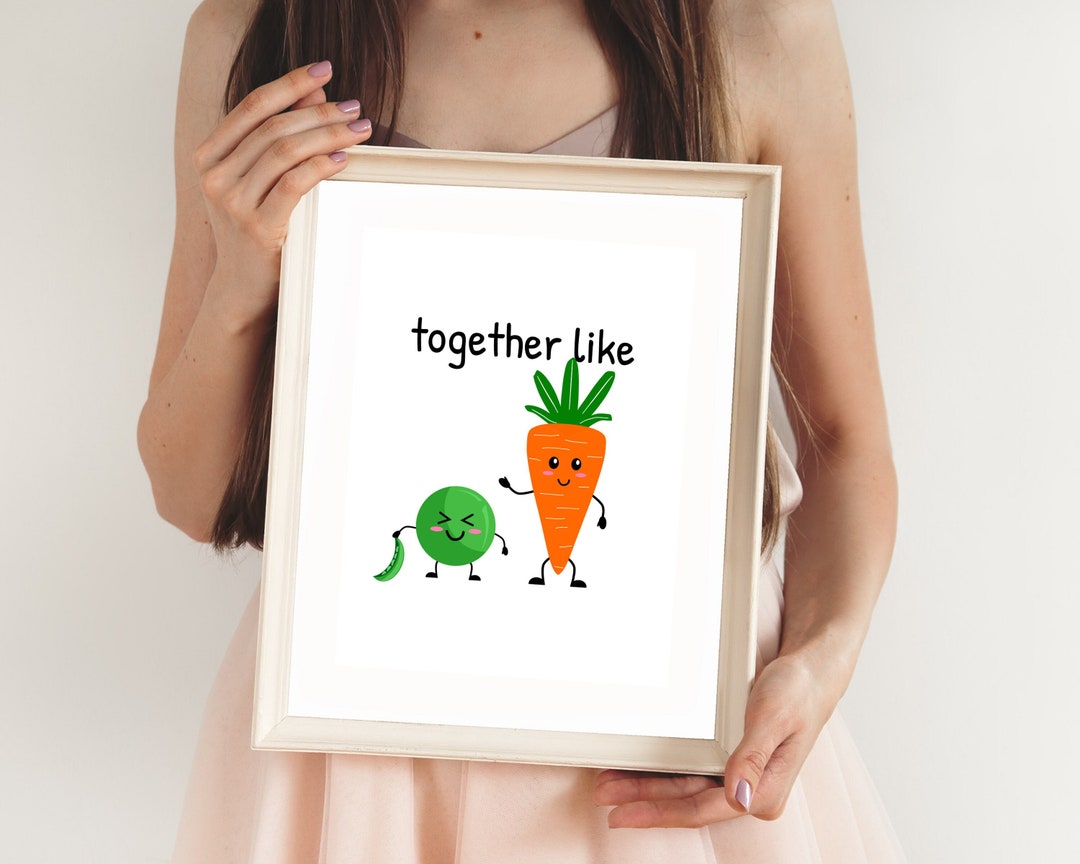 Peas and Carrots PRINTABLE GIFT for Valentines Day, Cute Vegetable Food ...