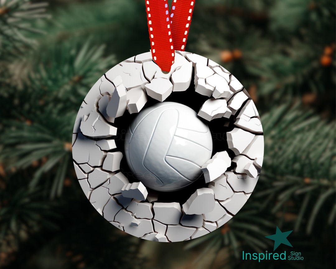 3D Volleyball Christmas Ornament PNG, 3in Round Digital Sublimation ...
