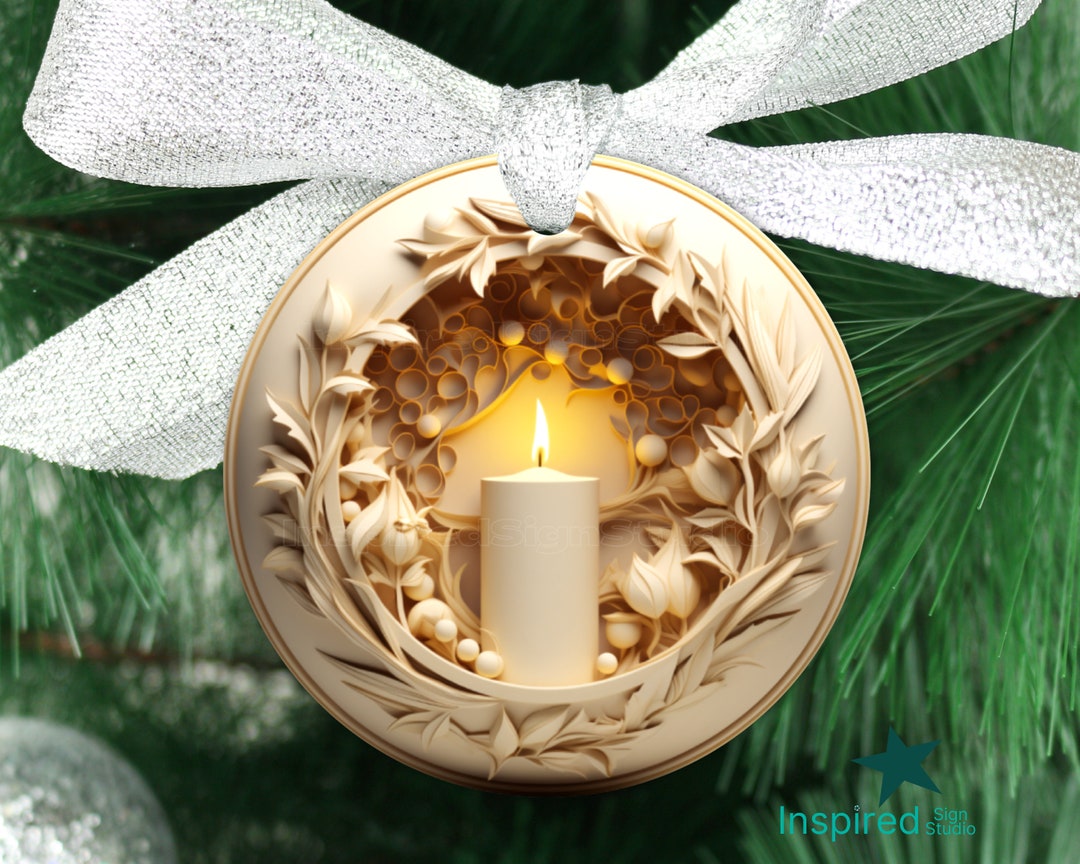 3D Candle Ornament PNG, Glowing Memorial Christmas Ornament, Christmas ...