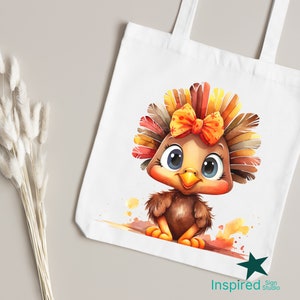 Cute Turkey With Bow PNG, Watercolor Clipart Graphics, Thanksgiving ...