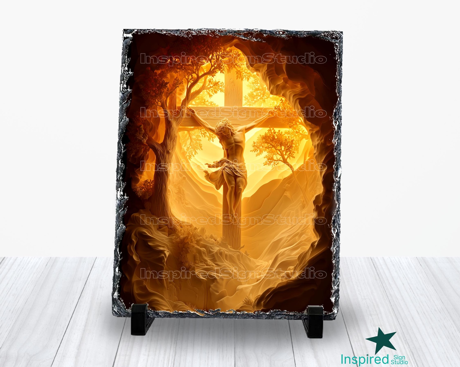 3D Crucifixion Slate PNG: Jesus on the Cross, Vertical Portrait ...