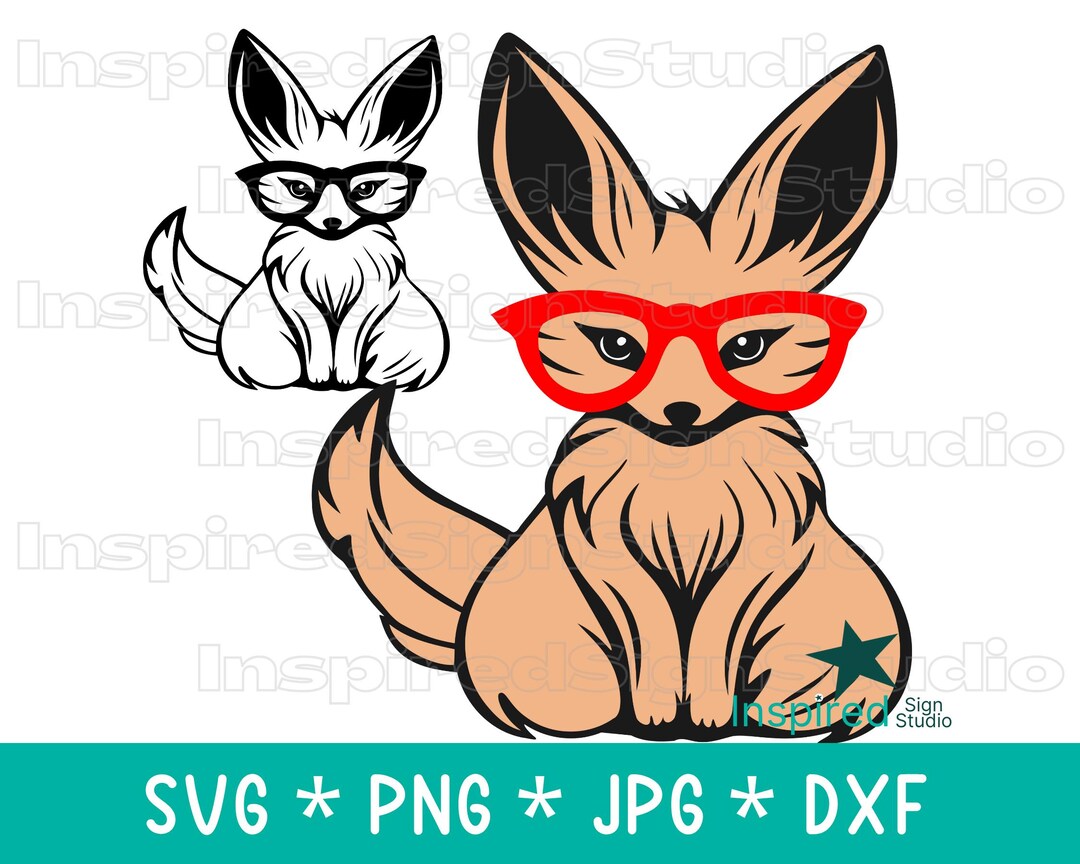 Fennec Fox With Glasses SVG, PNG, Kids Coloring Page (digital) - Etsy