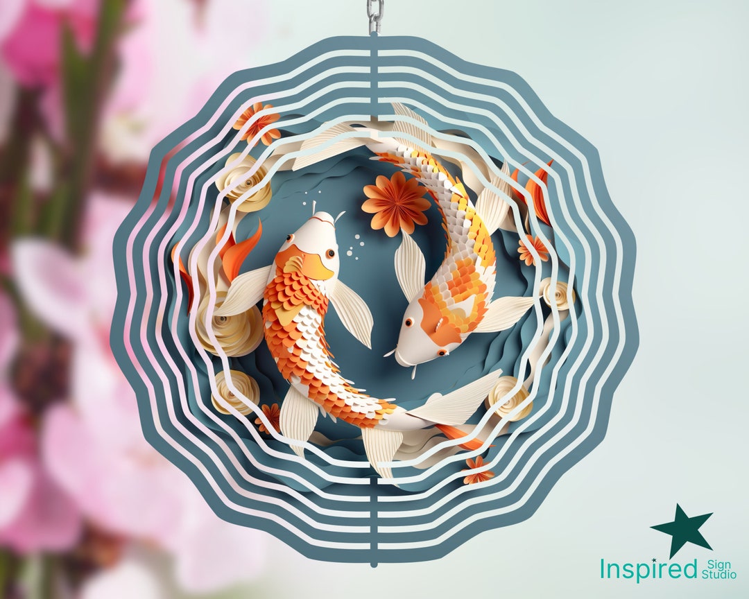 3D Koi Fish Wind Spinner PNG, Japanese Fish Pond Sublimation Design, 8 ...
