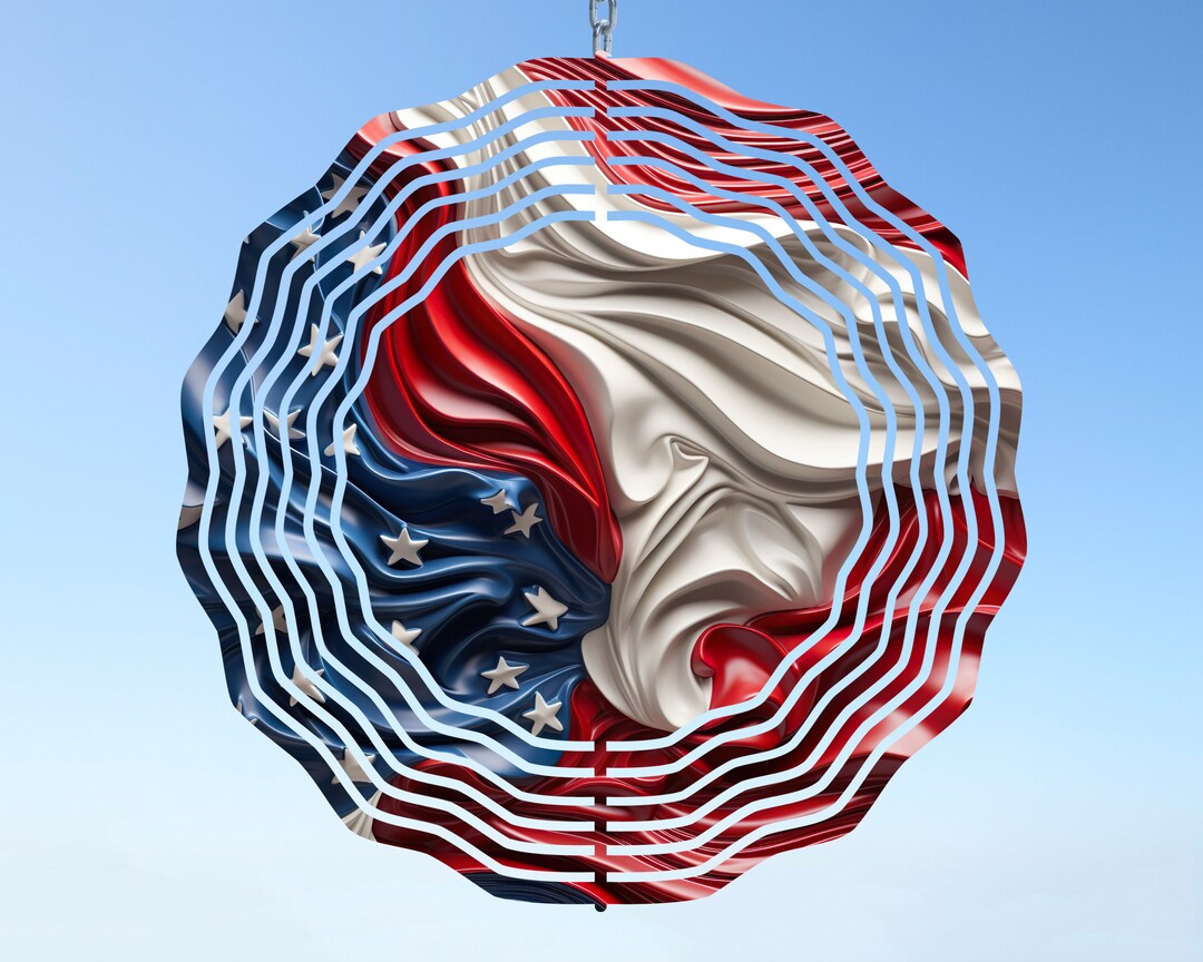 3D American Flag Wind Spinner PNG, 4th of July Sublimation Design for ...