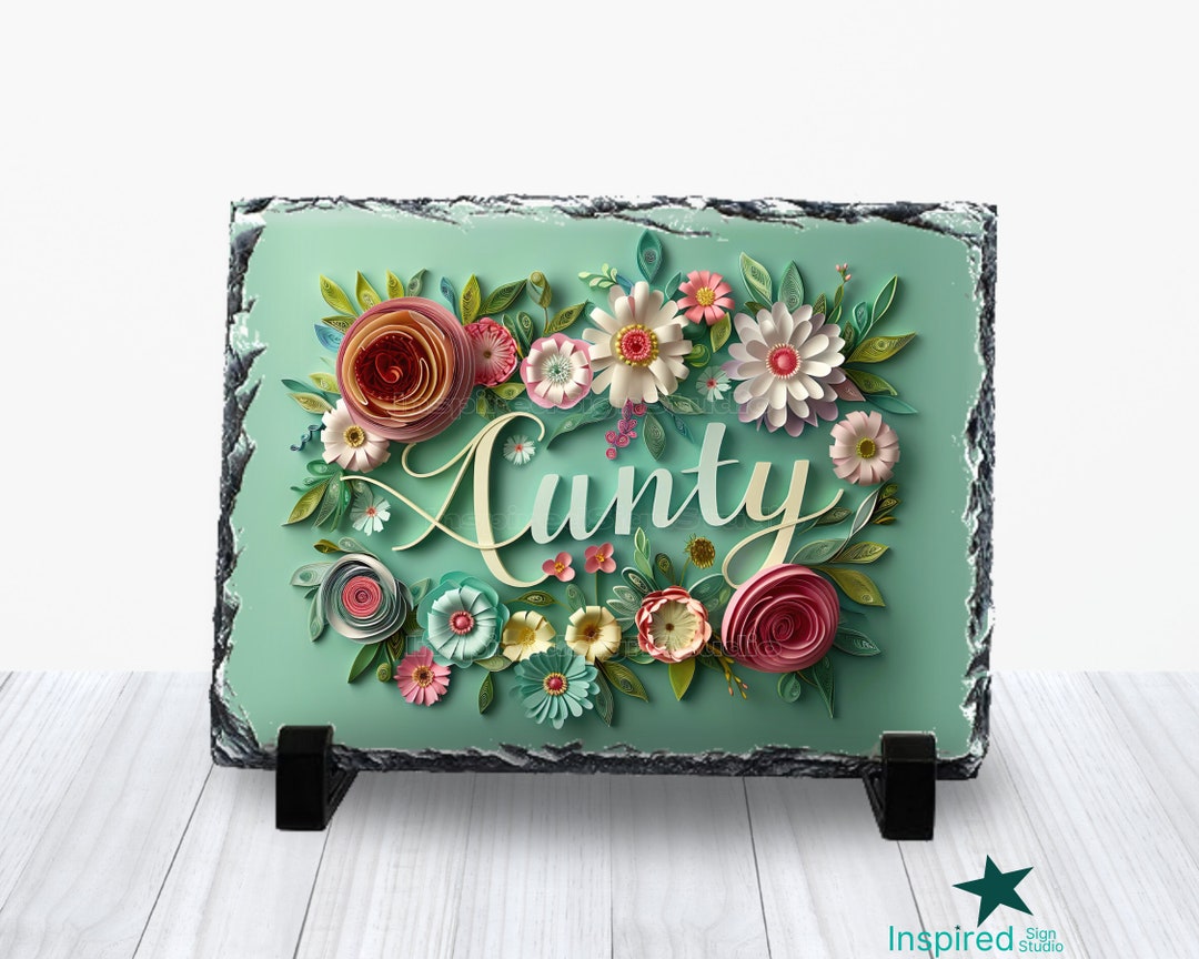 3D Aunty Slate Design PNG, Sublimation Slate Template for Mothers Day, Floral Digital Download ...