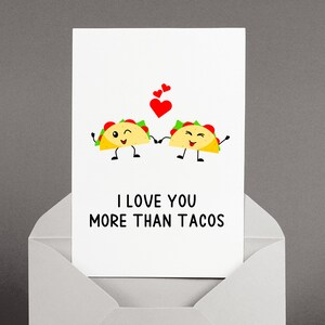 Taco Card PRINTABLE for Fathers Day, I Love You More Than Tacos, Taco ...