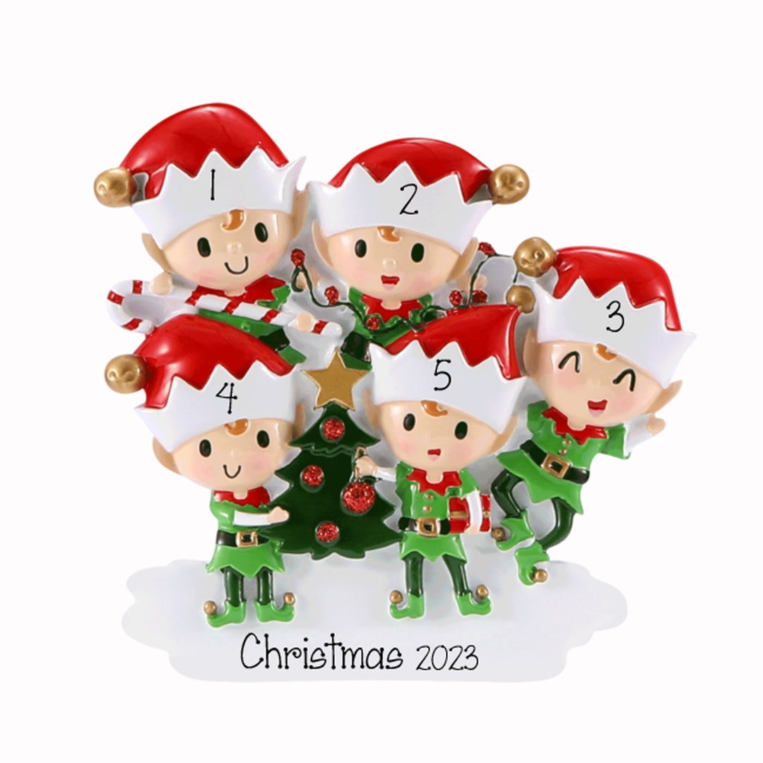 Elf Family of 5 Christmas Ornament ~ Family of 5 Ornament ~ Christmas ...