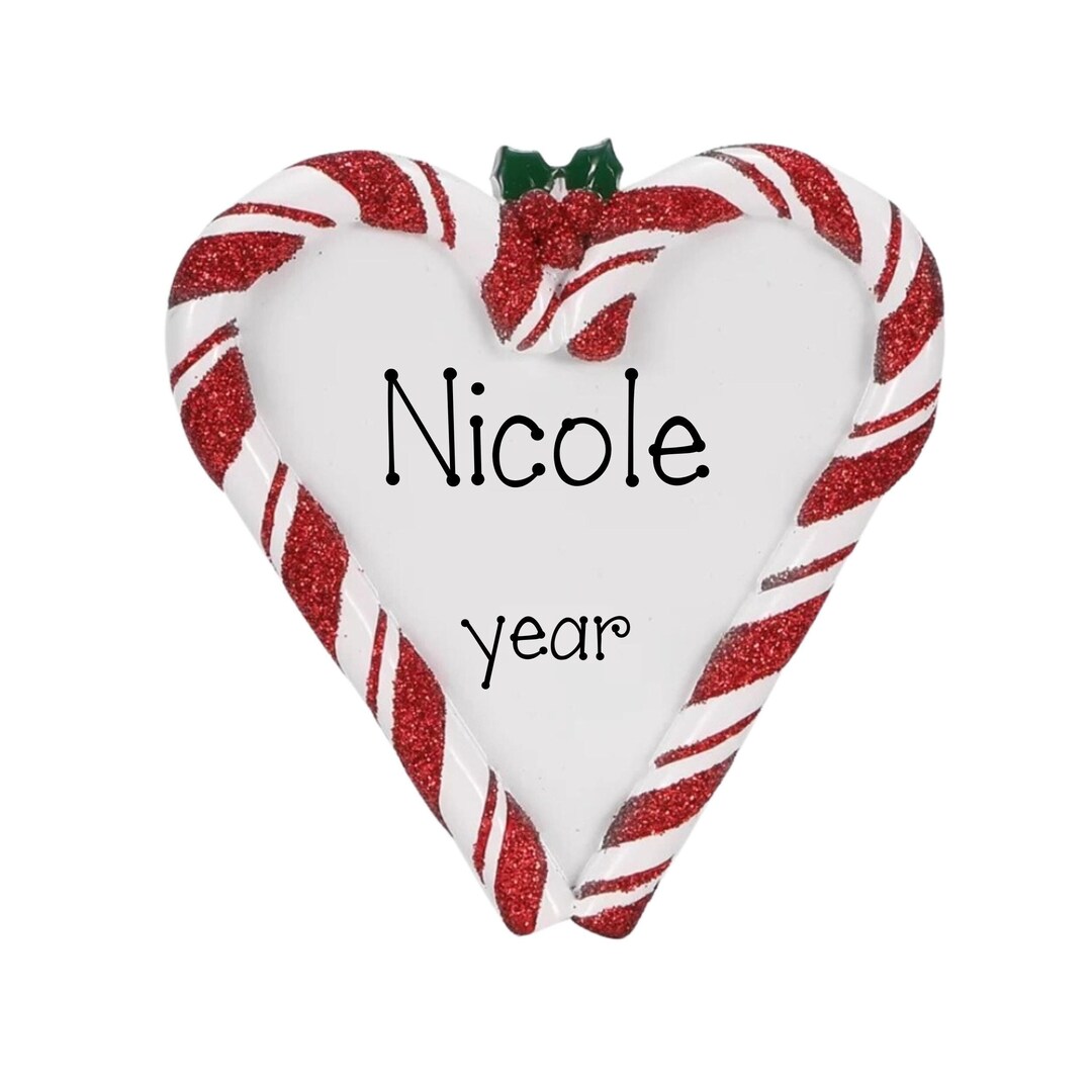 Personalized Candy Cane Heart Ornament ~ Christmas Themed Ornament ...