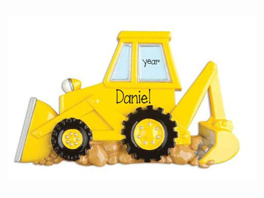 Backhoe Personalized Ornament~yellow Bulldozer~construction Worker~hand ...