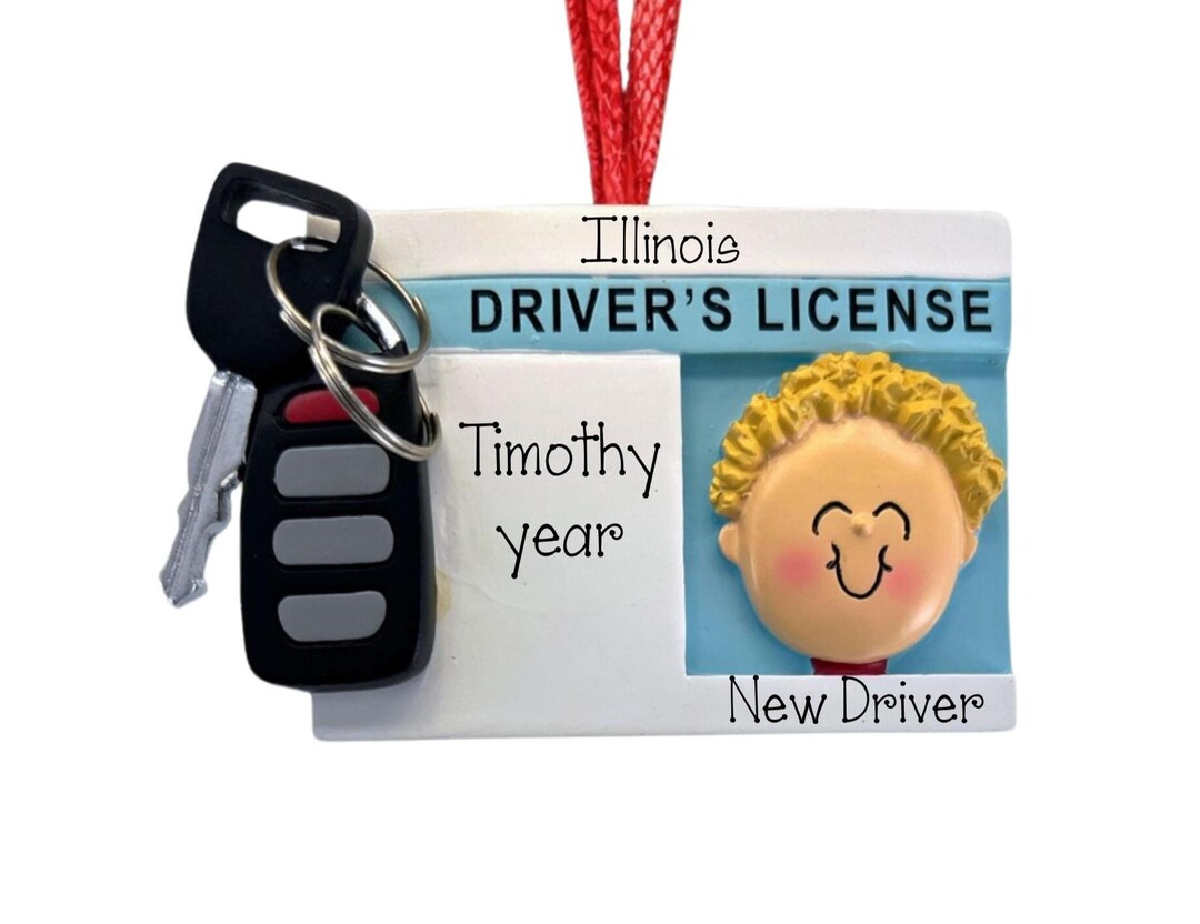 New Driver Personalized Christmas Ornament~ Blonde Male Driver's ...