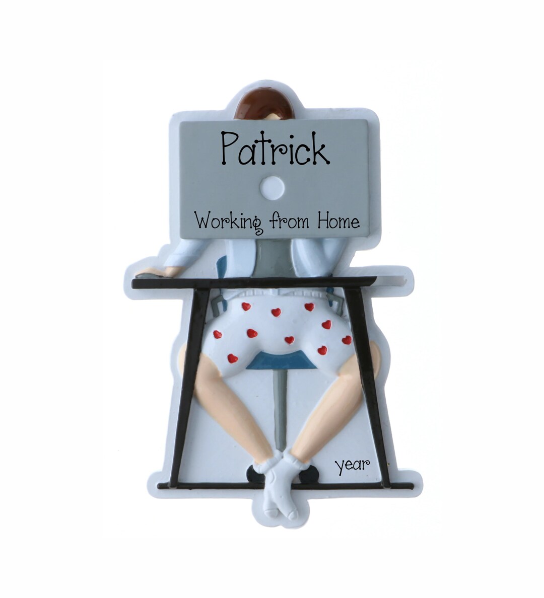 Male WORKING FROM HOME Personalized Ornament~christmas Ornaments~hand ...