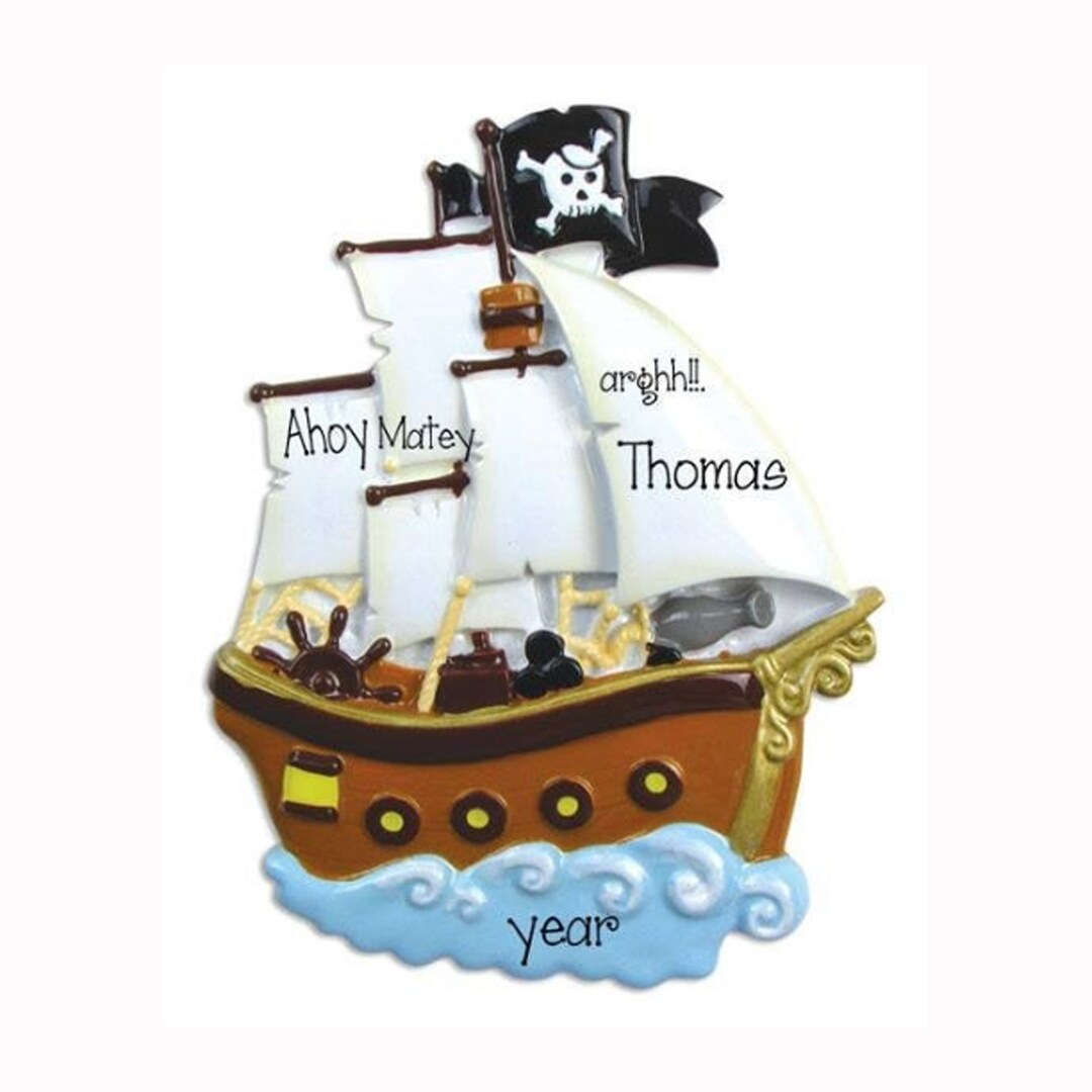 Personalized PIRATE SHIP Ornament~christmas Ornaments~hand Personalized ...