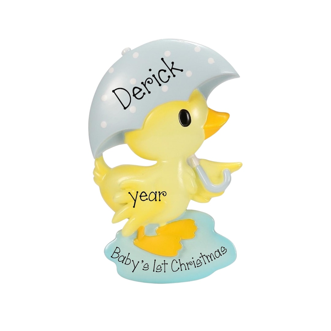 Personalized Baby Boy Duck Christmas Ornament Yellow Duck With Blue ...