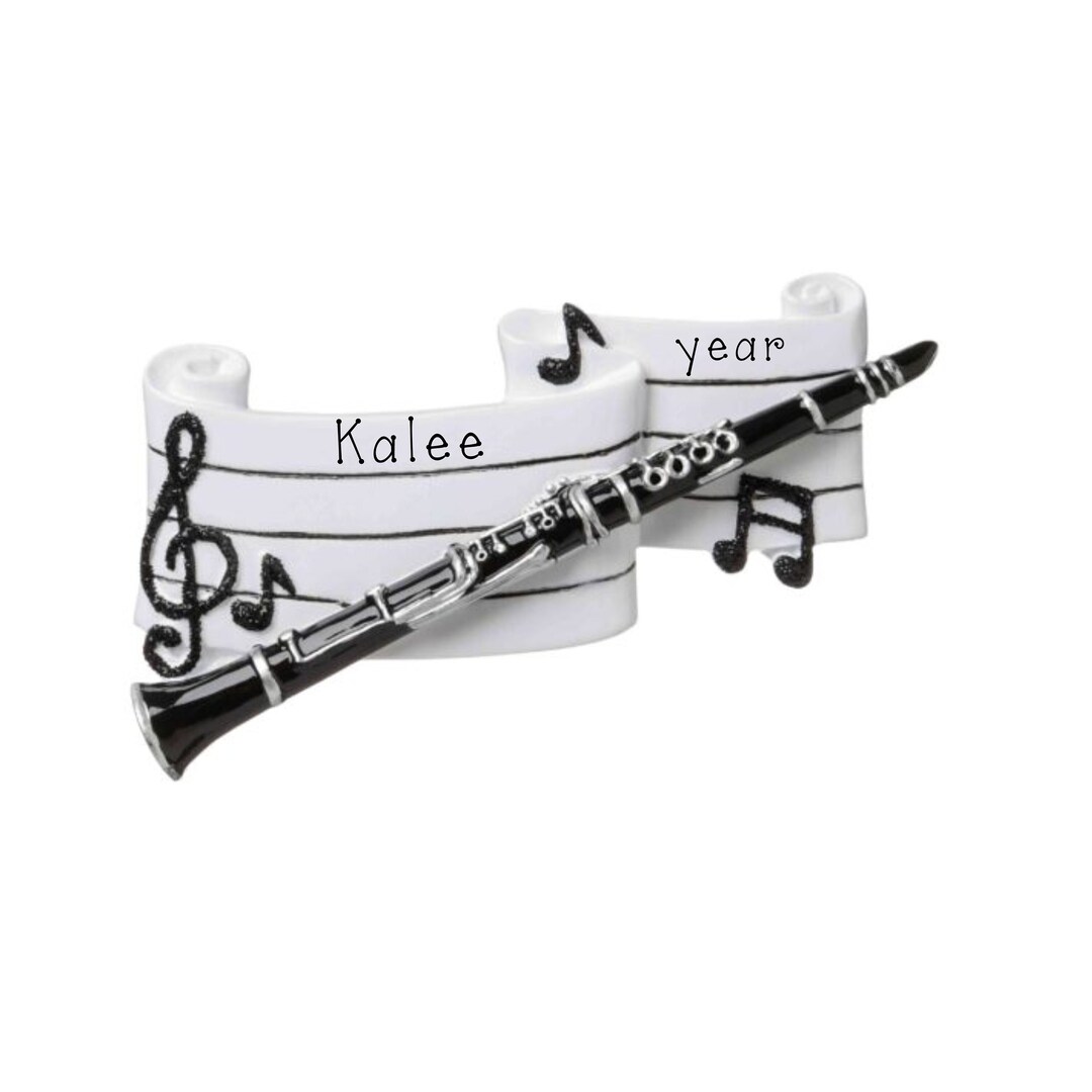 Personalized Clarinet Ornament W/ Glitter Notes ~ Christmas Ornaments ...