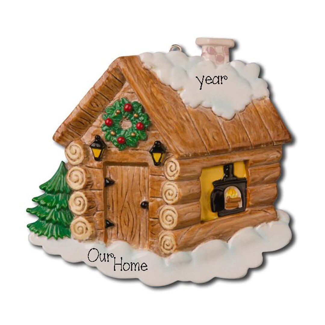 Personalized LOG CABIN Ornament~personalized Ornament~custom Made~hand ...