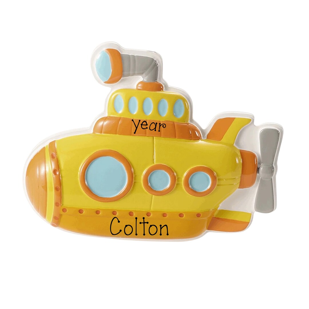 Personalized Yellow Submarine Ornament ~ We All Live in a Yellow ...